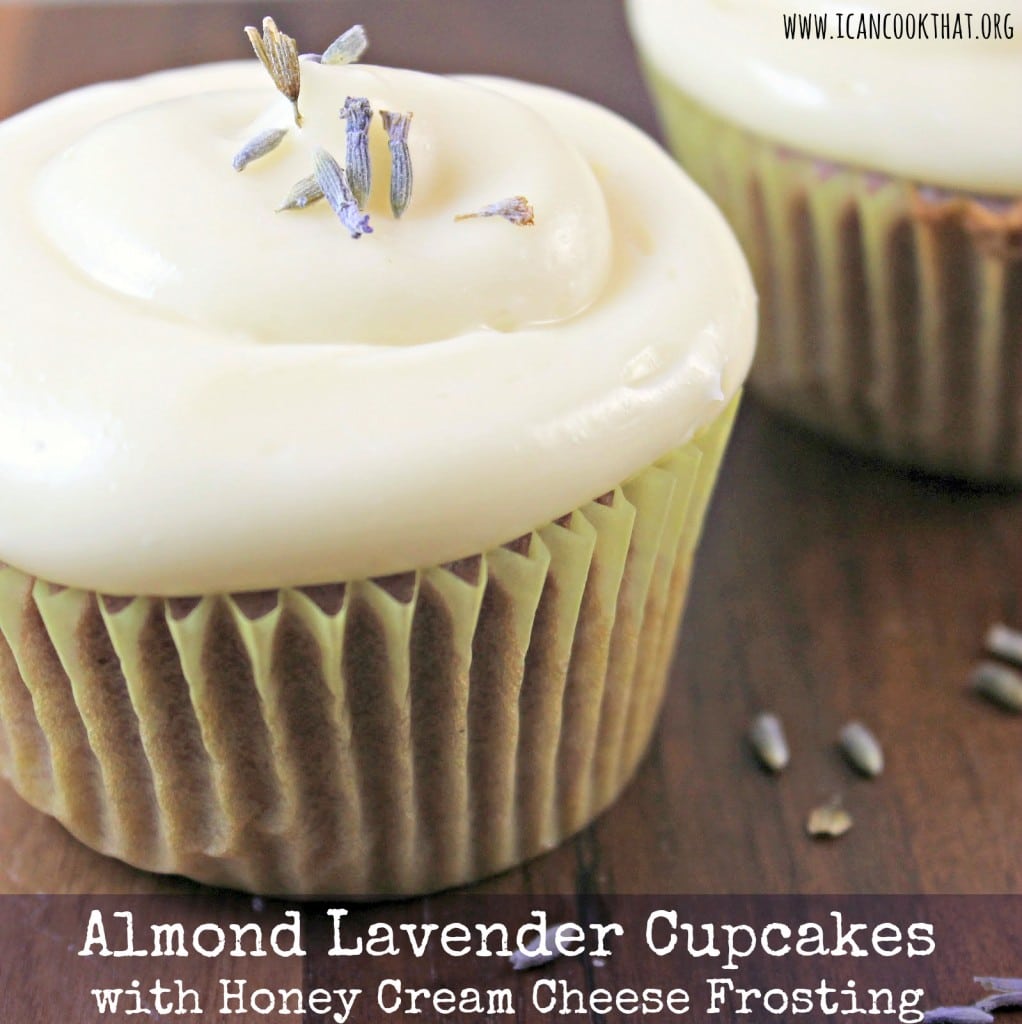 Almond Lavender Cupcakes with Honey Cream Cheese Frosting