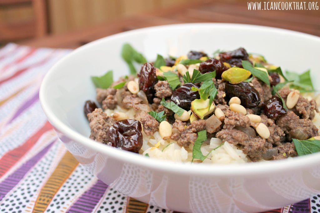 Hashweh (Spiced Ground Beef with Pistachios Over Rice) Recipe | I Can ...